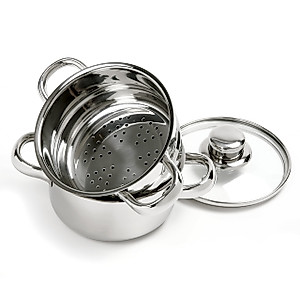 Norpro 1-Quart Stainless Steel Mini Steamer Cooker, 3 Piece Set