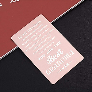TANWIH Best Grandma Ever Gifts Grandmother Birthday card, Grandma Christmas Card, Engraved Wallet Insert