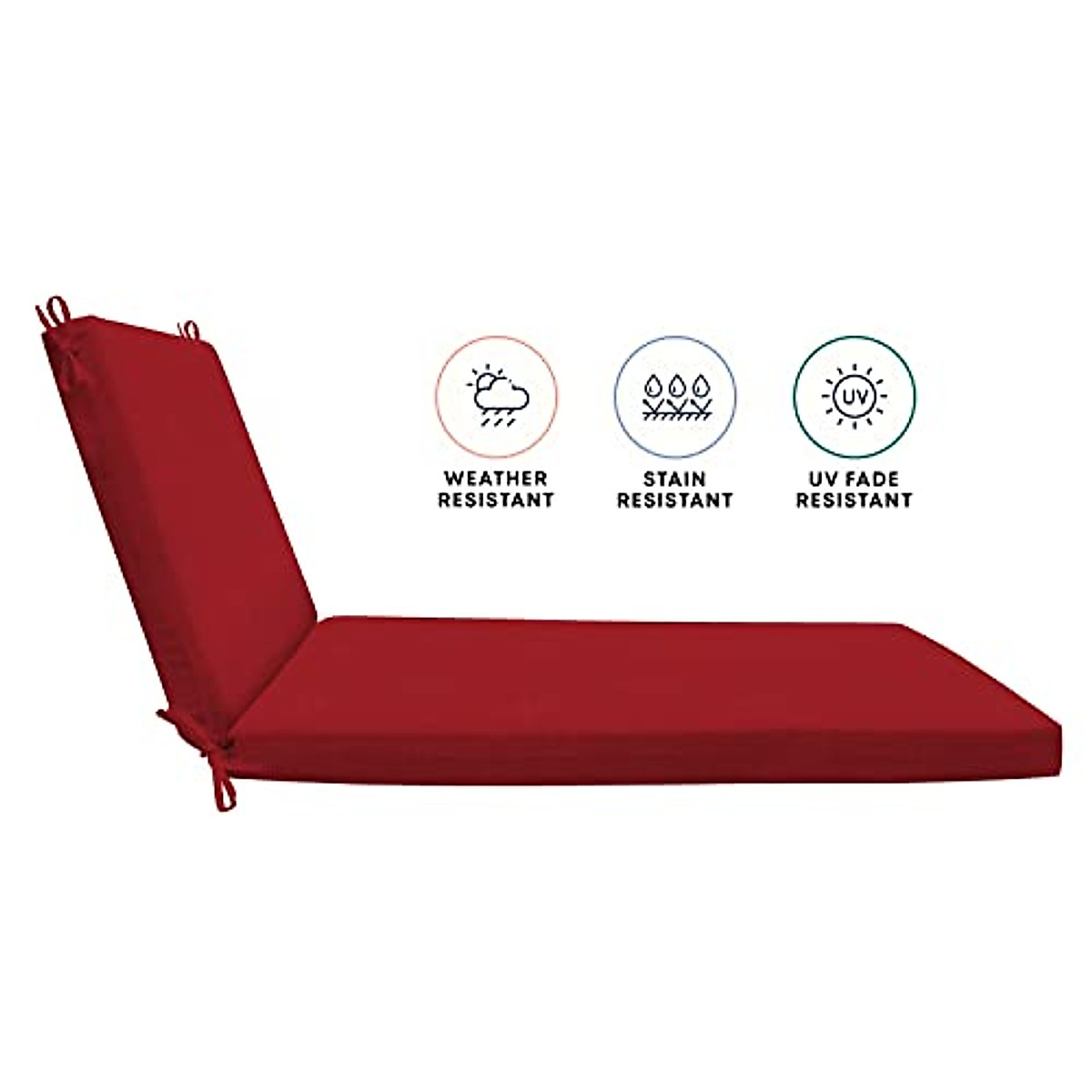 Honeycomb Indoor / Outdoor Textured Solid Scarlet Red Chaise Lounge Cushion: Recycled Polyester Fill, Weather and Stain Resistant Patio Cushions: 22.5" W x 70" L x 3.5" T, 1 Count (Pack of 1)
