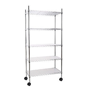 QYISIUY 5 Tier Shelf Wire Shelving Unit, NSF Heavy Duty Wire Shelf Metal Large Storage Shelves Height Adjustable Utility for Garage Kitchen Office Commercial Shelving Steel Layer Shelf - Chrome