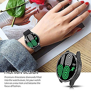 RICHONE [6Pack] Bling Case Compatible with Samsung Galaxy Watch 4 40mm 44mm Protector, Diamonds Cover Hard PC Bumper Frame (6 Colors, Watch 4 40mm)
