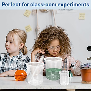 Twdrer 7 Sizes Plastic Beaker Set,Clear Measuring Graduated Liquid Container Beakers in 30ml/50ml/100ml/150ml/250ml/500ml/1000ml for Laboratory Measuring with 20 PCS Plastic Droppers in 3 ml