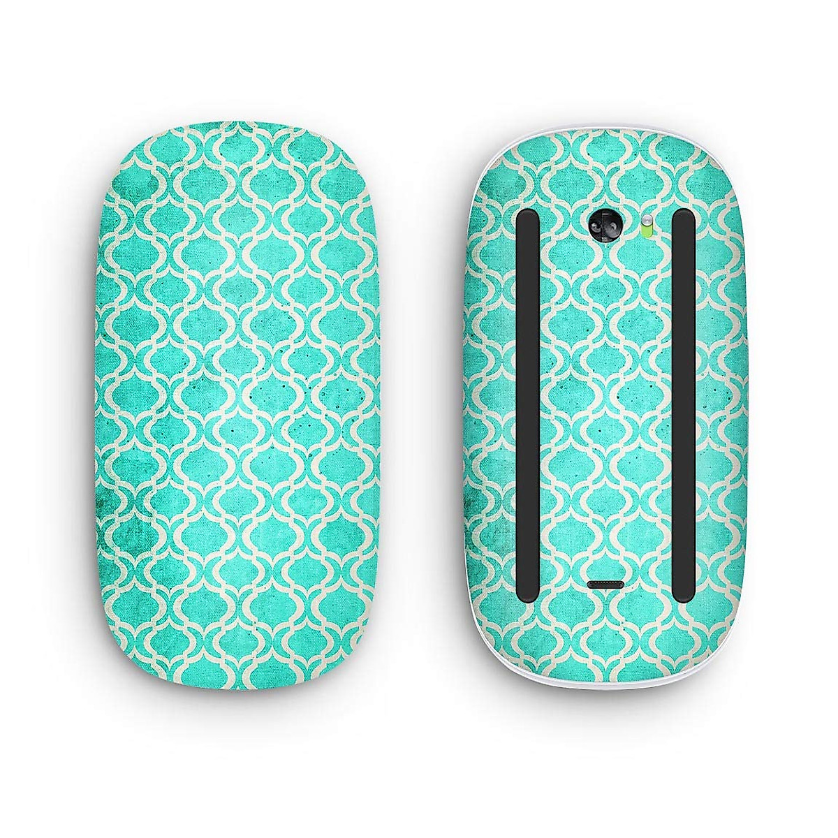 Design Skinz Teal and White Bubble Morrocan Pattern Vinyl Decal Compatible with The Apple Magic Mouse 2 (Wireless, Rechargable) with Multi-Touch Surface