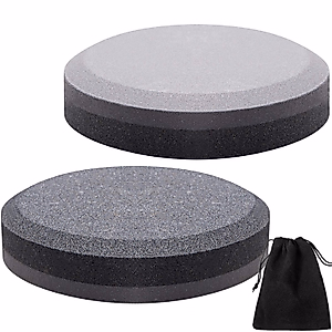 Axe Sharpener Sharpening Dual Grit Multipurpose Sharpener Puck Tool Sharpener Stone Whetstone with Flannel Bag for Hatchet Garden Tools, 240 Grits and 400 Grits(3 Pieces)