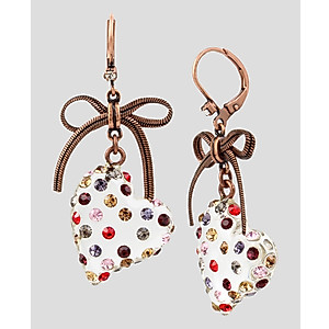 Betsey Johnson Stone Lucite Heart Drop Earrings