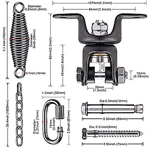 SELEWARE Hammock Hanging Kit, Bearing Swing Hanger with Spring, 39” Chain and Carabiner, 360°Rotation, Heavy Duty Indoor & Outdoor Hammock Chair Porch Swing Set Hardware for Wood and Concrete