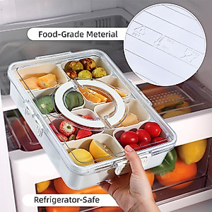 LIBOWANGLUO-US Snackle Box Charcuterie Container, Divided Serving Tray with Lid and Handle, Portable Snack Platters for Fruit, Nuts, Candy, Entertaining, Party, Picnic, Transparent