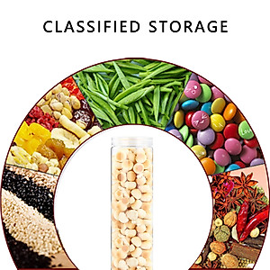 Set of 6Pcs Clear Plastic Food Storage Jar with Lid, Round Transparent Skinny Storage Container for Spaghetti, Pasta and Dry goods (Clear 6pcs)