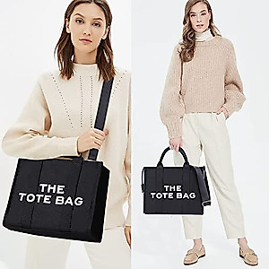 JQWSVE Canvas Tote Bags for Women Handbag Tote Purse with Zipper Canvas Crossbody Bag for Office, Travel, School