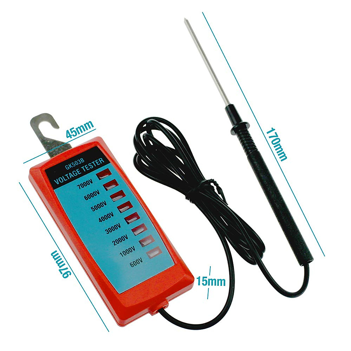 allsun Electric Fence Voltage Tester Fault Finder Farming Equipment Portable Testing Tool Neon Lights Max 600V - 7000 V