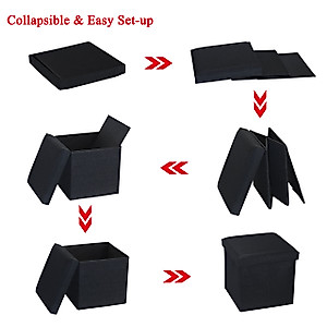 NISUNS OT01 Linen Folding Storage Ottoman Cube Footrest Seat, 12 X 12 X 12 Inches (Linen Gray)