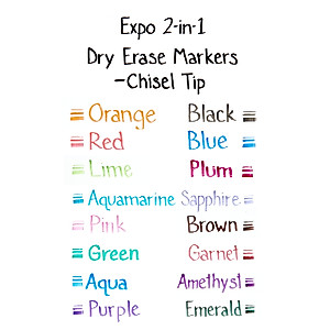 EXPO Dry Erase 2-in-1 Markers, Chisel Tip, Assorted, 8 Count