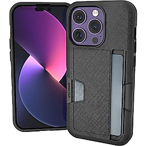 Smartish iPhone 14 Pro Wallet Case - Wallet Slayer Vol. 2 [Slim + Protective] Credit Card Holder with Kickstand - Black Tie Affair