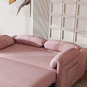 54"W Loveseat Sofa Convertible Sleeper Sofabed ,2 Seater Functional Love Seat Sofa&Couch W/Pull Out Couch Bed, Reclining Backrest and Reversible Pillows Armrests for Office Apartment RV Living Room