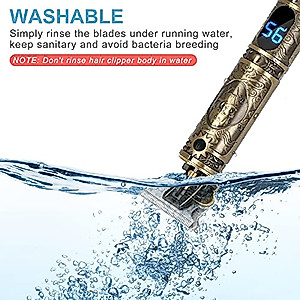 T Blade Trimmer for Men Hair Clippers Professional Grooming Trimmer Kit for Men Beard Hair Trimmers Zero Gapped Cordless USB Rechargeable LED Display (Gold-1)