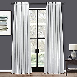 INOVADAY White Blackout Curtains 84 Inches Long, Lightweight Room Darkening Curtains for Bedroom Living Room Grommet Top Black Out Window Drapes - Greyish White, W50 x L84, 2 Panels Set