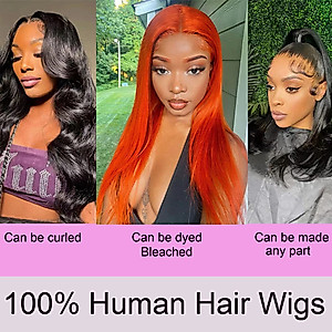 WUANYO 13x6 Straight Lace Front Wigs Human Hair Pre Plucked with Baby Hair 13x6 HD Transparent Lace Frontal Wig 180% Density Brazilian Virgin Wigs for Black Women