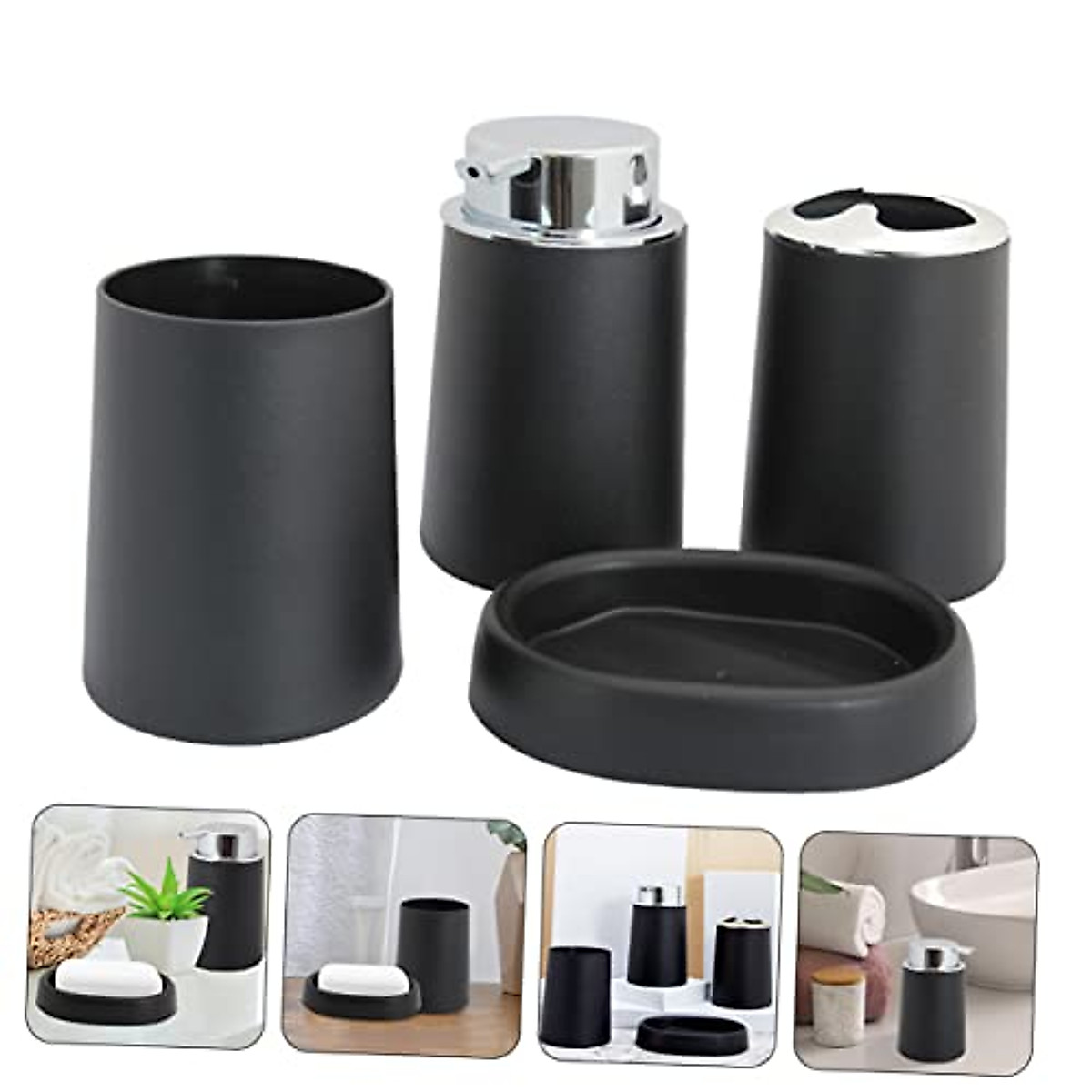 Zerodeko 3 Sets Bathroom Set Soap Dish Tumbler Rinsing Cup Bath Accessories Makeup Accessories Makeup Tray Makeup Stuff Simple Bathroom Wash Accessories Dressing Table 4 Piece Set Plastic
