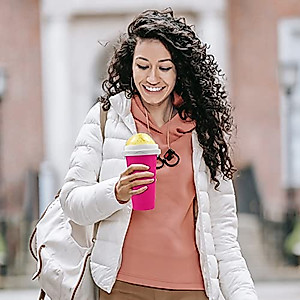 Slushie Maker Cup, Magic Quick Frozen Smoothies Cup for Homemade Milk Shake Ice Cream Maker, Cooling Cup, Double Layer Squeeze Slushy Maker Cup, Birthday Gifts for Friends&Family (Pink)