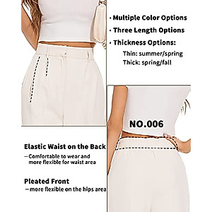 FUNYYZO Women's Wide Leg Pants High Elastic Waisted in The Back Business Work Trousers Long Straight Suit Pants Beige