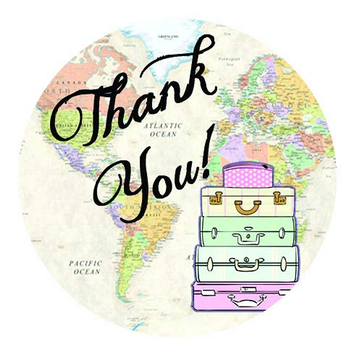 60 Travel Themed Thank You Stickers 1.5 Inch - Travel Themed Shower Stickers - Travel Themed Wedding - Travel Themed Party - Travel Favor Stickers