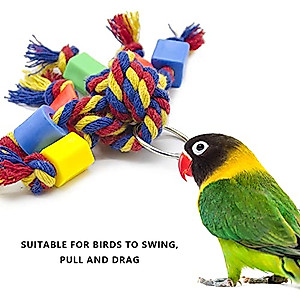 Pssopp Bird Chewing Toy Colorful Cotton Rope Bird Chew Toy Bird Beak Care Tool for Budgie Parakeet Cockatiel Conure Lovebird