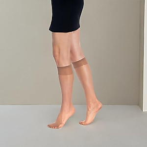 AWS/American Made 8 Pairs Sheer Knee High Socks for Women 15 Denier Stay up Band (Bronze)