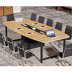Tribesigns 8FT Conference Table, 94.5L x 47.2W inch Large Meeting Table, Modern Rectangular Seminar Table for Office Meeting Conference Room, Metal Frame