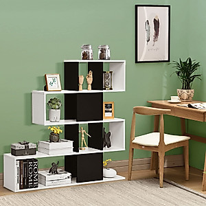 Tangkula 8 Cubes Bookshelf, Modern Ladder Corner Bookcase, 8-Cube Open Stepped Storage Bookcase, 5-Tier Display Shelf for Home Office, 47 x 8 x 43 Inch, Living Room Divider Bookcase