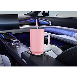 Meoky 40 oz Tumbler with Handle and Straw, Tumbler with Lid and Straw, Insulated Stainless Steel Travel Mug, 100% Leak-proof, Keeps Cold for 34 Hours or Hot for 10 Hours (Blush)