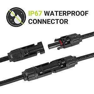 Newpowa 6FT 15FT 30FT 50FT 100FT(Feet) 10AWG(6mm²) Solar Extension Cable with Male/Female Solar Panel Connectors Weatherproof for PV Outdoor Use,One Tinned Copper Black