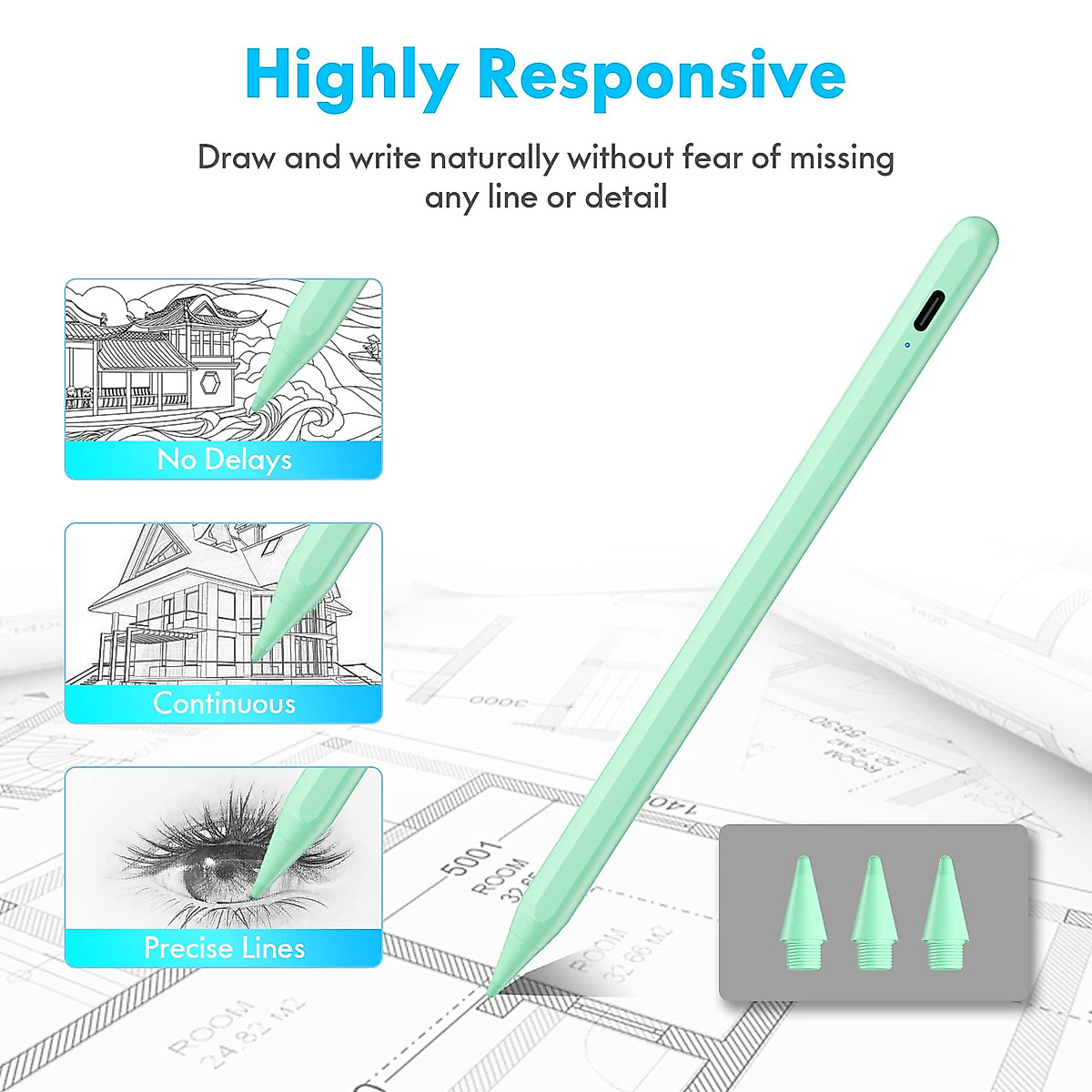 Stylus Pen for iPad with Tilt Sensor & Fast Charge, Cisteen Active Pencil with Palm Rejection Compatible with 2022-2018 Apple iPad Pro 11/12.9,iPad 10/9/8/7/6th Gen,iPad Air 5/4/3,iPad Mini 6/5