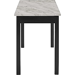New Classic Furniture Celeste Faux Marble Writing Table Desk for Home Office, White/Gray with Black Base