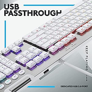 Logitech G815 LIGHTSYNC RGB Mechanical Gaming Keyboard with Low Profile GL Tactile Key Switch, 5 programmable G-Keys,USB Passthrough, Dedicated Media Control, Black and White colorways