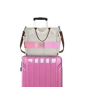 Bylion 2-in-1 Travel Belt for Luggage, Luggage Straps for Add a Bag Adjustable Suitcase Straps with Alloy Buckle Elastic Bungees Belt Hands-Free for Airport, Personalized Travel Accessories (Pink)