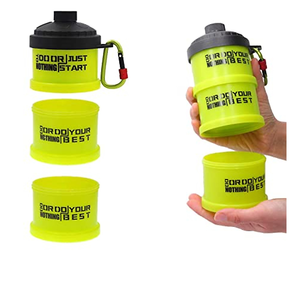 SPEQT Stackable Containers - Organizer for Snacks, Protein Powders, Nuts & Supplements - 3 Leak-Proof, Twist Lock Holders - Portable Storage for Office, Gym & Travel