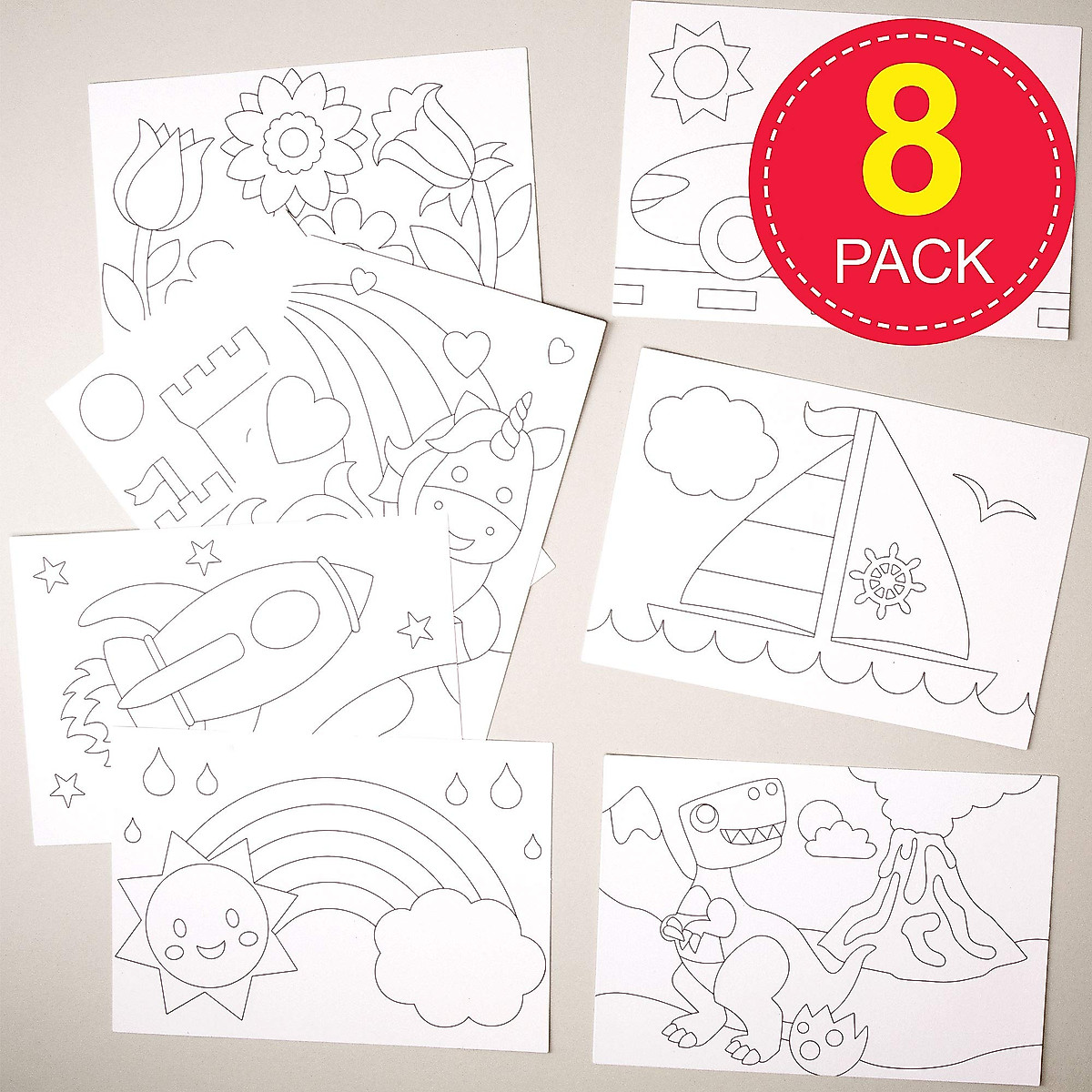 Baker Ross AR571 Sand & Glitter Art Pictures - Pack of 8, for Children to Decorate and Display, Ideal Kids Arts and Crafts Project for School or at Home