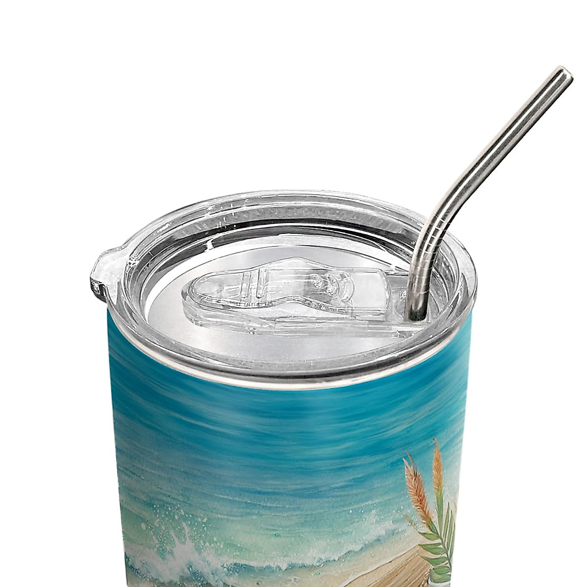 20oz Flip Flop Tumbler, Summer Sea, Ocean, Beach Gifts, Coffee Thermos for Women, Stainless Steel Double Wall Vacuum Insulated Coffee Mug, Travel Cup with Lid