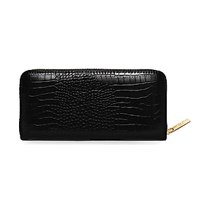 KATIE LOXTON Faux Crocodile Womens Vegan Leather Fashion Full Zip Wallet Purse Black