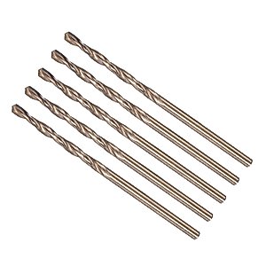 CoCud Twist Drill Bits, 2mm Cutting Edge, Titanium & Nitride Coated High Speed Steel 6542 Round Shank - (Applications: for Stainless Steel Drilling Machine), 5-Pieces