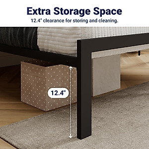 Allewie Twin Bed Frames with Upholstered Button Tufted Headboard for Kids, Platform Bed Frame with 12.4” Underbed Storage, No Box Spring Needed, Noise Free, Grey.