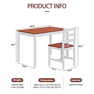 Alohappy 5 Piece Kitchen Table and Chairs Set for 4, Rectangular Pinewood Dining Table Set for Dining Room, Kitchen Room Furniture, Space-Saving & Easy Assembly (Red)