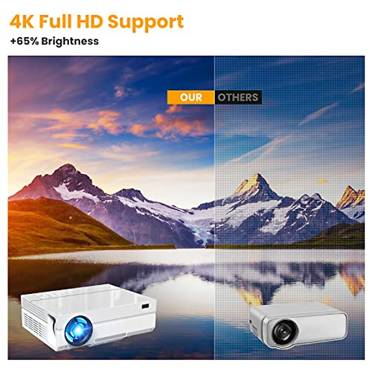 TOPVISION LIFE Projector Native 1080P Projector with Bag, 9800L Full HD Portable Movie Projector for Outdoor Use, Home Projector Compatible with TV Stick, HDMI, VGA, USB, Smartphone