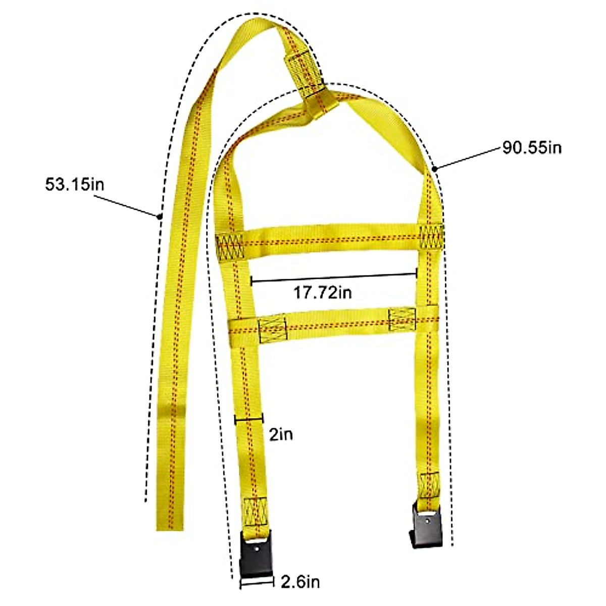 BANG4BUCK 2 Pieces 5ft Universal Adjustable Tie Down Tow Dolly Basket Straps for Demco Kar Kaddy Dollys 10,000 lb Strength with 2 Flat Hooks