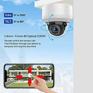 VIKYLIN 8MP Outdoor PTZ PoE IP Camera with Audio,4K Security Speed Dome Pan Tilt 4X Optical Zoom/2.8~12mm Lens,Human/Vehicle Detection,132ft IR Night Vision,IP66 (2804PTZ)