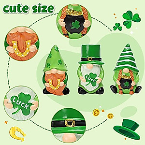 NEWLIGHTURE 3Pcs St. Patrick's Day Gnome Tiered Tray Decor, Lucky Gift Resin Gnome Decorations, Home Ornaments for Table, Shelf
