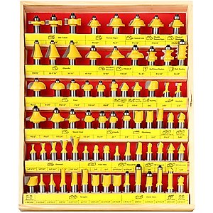 MEIGGTOOL 70PCS 1/2 Inch Shank Router Bit Set Door Window Bites with Tungsten Carbide Tips for Use On Wood, Metal, Plastic