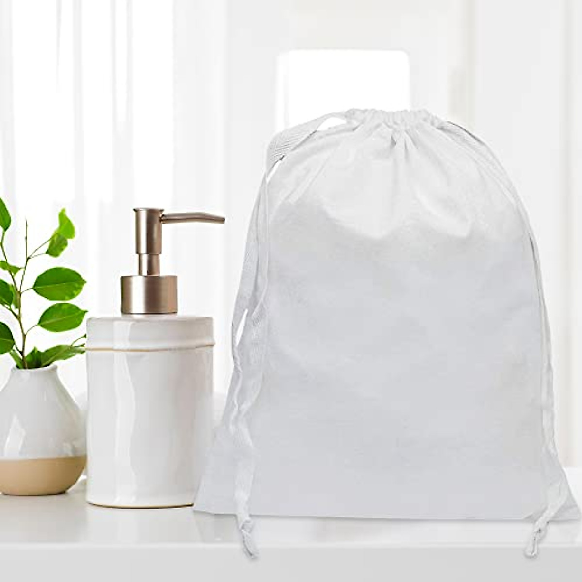 Drawstring Gift Bags - 12 Pack 5x7 Inch Small Bright White Muslin Cotton Cloth Pouches in Bulk, Mini Cloth Fabric Canvas Pouch for Jewelry, Candy, Parties, Wedding Favors, Soaps, Treats, Crafts