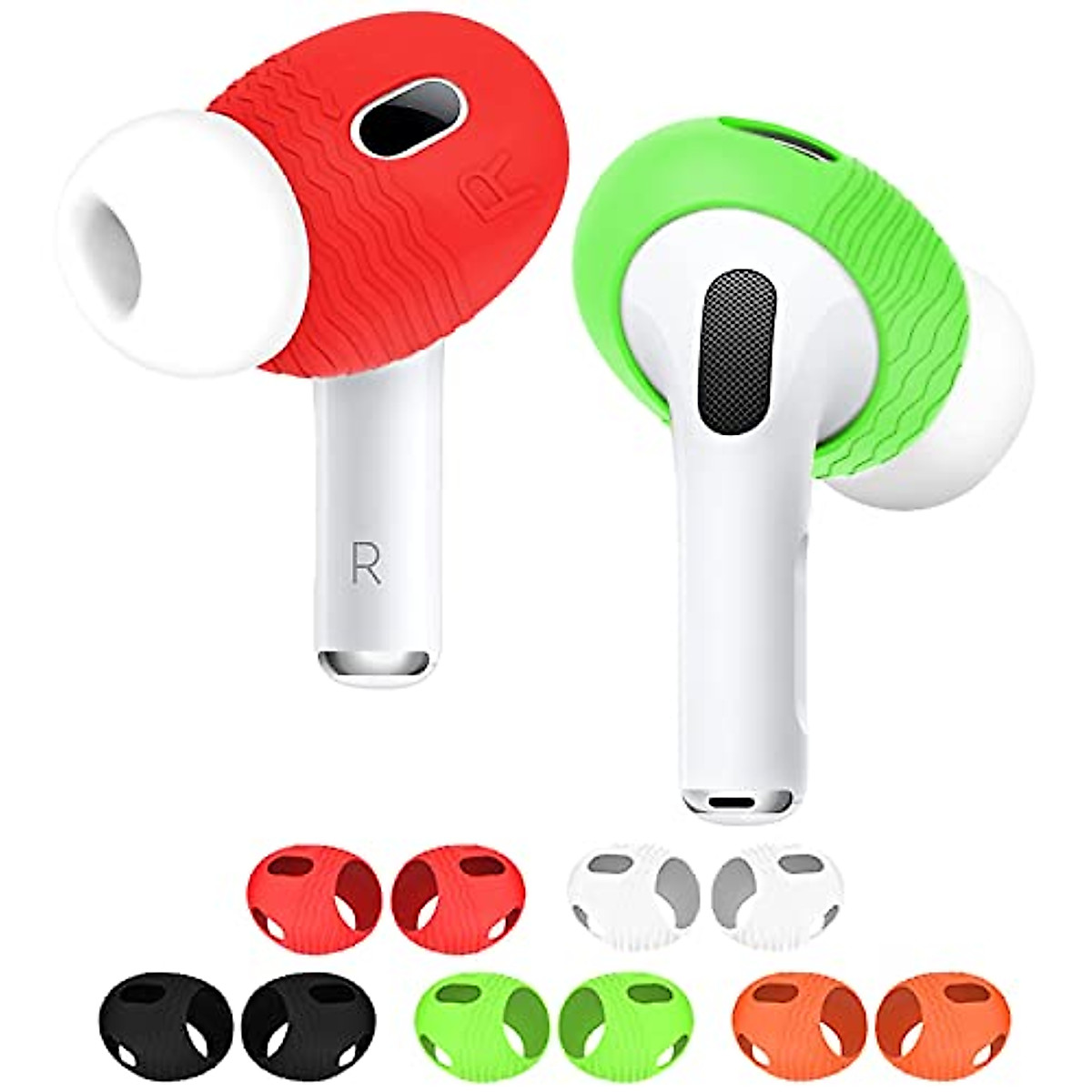 IiEXCEL 5 Pairs (Fit in Case) Anti-Slip Ear Tips Compatible with AirPods Pro 2, Ultra Thin Slim Silicone Eartips Earbuds Gel Cover Accessories Compatible with AirPods Pro 2nd Generation 2022 Colorful