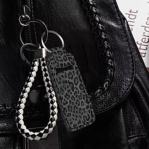 Suobstales Black Leopard Chapstick Holder Keychain Neoprene Lip Balm Holder Wild Animal Cheetah Skin Print Lipstick Sleeve Pouch Lip Balm Portable Pocket Lip Gloss Tube Holder Travel Accessories